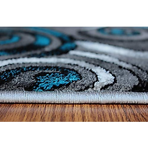 Masada Rugs, Modern Contemporary Woven Area Rug, Hand Carved (32 Inch X 10 Feet, Turquoise)