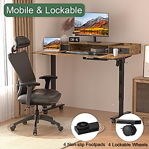 ExaDesk 63×30 Inch Electric Standing Desk with 2 Drawers, Adjustable Height Widened Stand Up Desk with Storage Shelf, Sit to Stand Ergonomic Workstation for Home Office