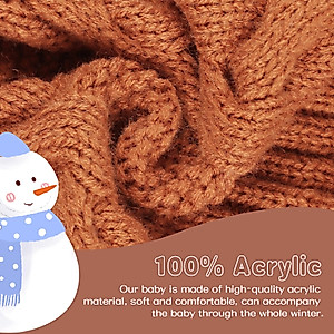 Zsedrut Baby Winter Beanie for Girls Boys Infant Toddler Warm Knit Twist Hat with Pompom (White+Black+Caramel, 0-6 Months)