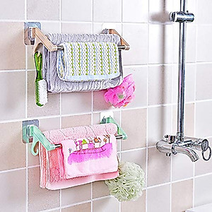 shlutesoy Kitchen Multifunctional Towel Cabinet Rack Hanger Bathroom Double Pole Holder Light Purple