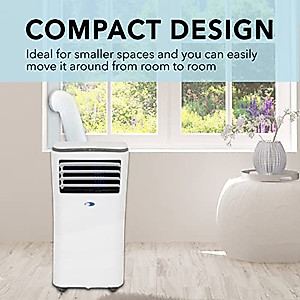 Whynter ARC-102CS Compact Size 10,000 BTU (7,000 BTU SACC) Portable Air Conditioner, Dehumidifier, and Fan with Activated Carbon and SilverShield Filters, for Rooms up to 300 sq ft in White