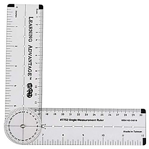 LEARNING ADVANTAGE-7752 Angle Measurement Ruler - Clear, Flexible and Adjustable Geometry Measuring Tool - Measure Angles to 360 Degrees and Lines to 12"