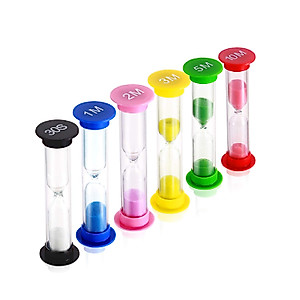Dsmile Sand Timer,Plastic Hourglass Timer,Colorful Sandglass Hourglass Sand Clock Timer 30sec / 1min / 2mins / 3mins / 5mins / 10mins (6pcs)