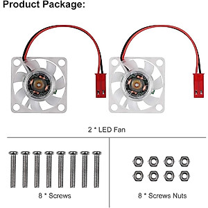 2/4pcs Raspberry Pi 4 Fan Raspberry Pi Cooling Fan Brushless CPU Quiet LED Cooling Compatible with Raspberry Pi 4/Pi 3/3B+/4B/Pi Zero w (2)