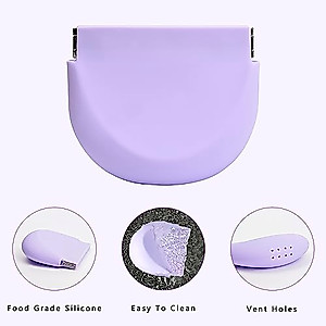 ChezMax Retainer Case 2 Pcs, Silicone Mouth Guard Case with Vent Hoels, Cute Denture Container Braces Holder for Women Kids Men, Portable Travel Aligner Cleaner Case for Invisalign Accessories(Purple)
