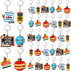 Henoyso 36 Pcs Teacher Keychain Bulk Teacher Appreciation Gifts in Bulk Christmas Teacher Gift Teacher Accessories (Book)