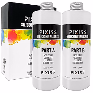 Pixiss Silicone Mold Making Kit Liquid Silicone Rubber Bubble Free Translucent Clear Mold Making Silicone-Mixing Ratio 1:1-Molding Silicone for Resin Molds,Silicone Molds DIY(21.16oz)