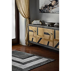 Momeni Edition Geometric Polyester Charcoal Area Rug, 7'9" x 9'10" Sized Rug for Living Room, Bedroom, Dining Room, and Kitchen