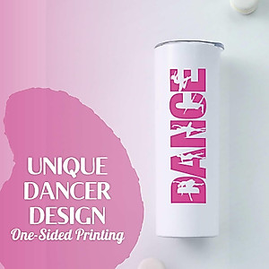 Onebttl Dancer Gifts for Girls, Teens, Her - Dance - 20oz/590ml Stainless Steel Insulated Tumbler with Straw, Lid - Dance Themed Recital Gifts for Women - (White)