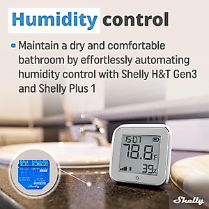 Shelly Shelly H&T Gen 3 - Wi-Fi & Bluetooth Temperature, Humidity Sensor & Weather Station (White, Wall Mountable, No Hub Required)