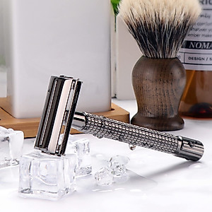 WEISHI Safety Razor Double Edge Nostalgic Long Handle Butterfly Open Razor