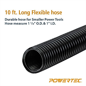 POWERTEC 70347 10 Ft. Dust Collection Hose Kit with 5 Fittings for Woodworking Power Tools Home and Wet/Dry Shop Vacuums