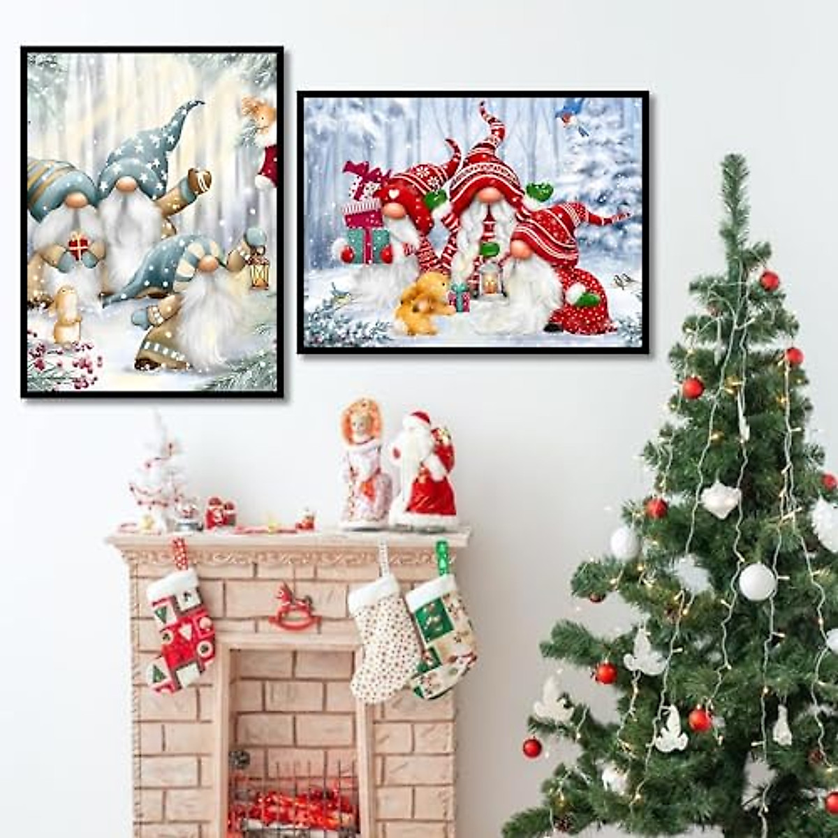 AOKLLA Diamond Painting Kits for Adults Clearance, 4 Pack Christmas Gnome Diamond Art Kits for Kids, DIY 5D Round Full Drill Crafts Diamond dots Home Wall Decor Gifts (12x16inch)