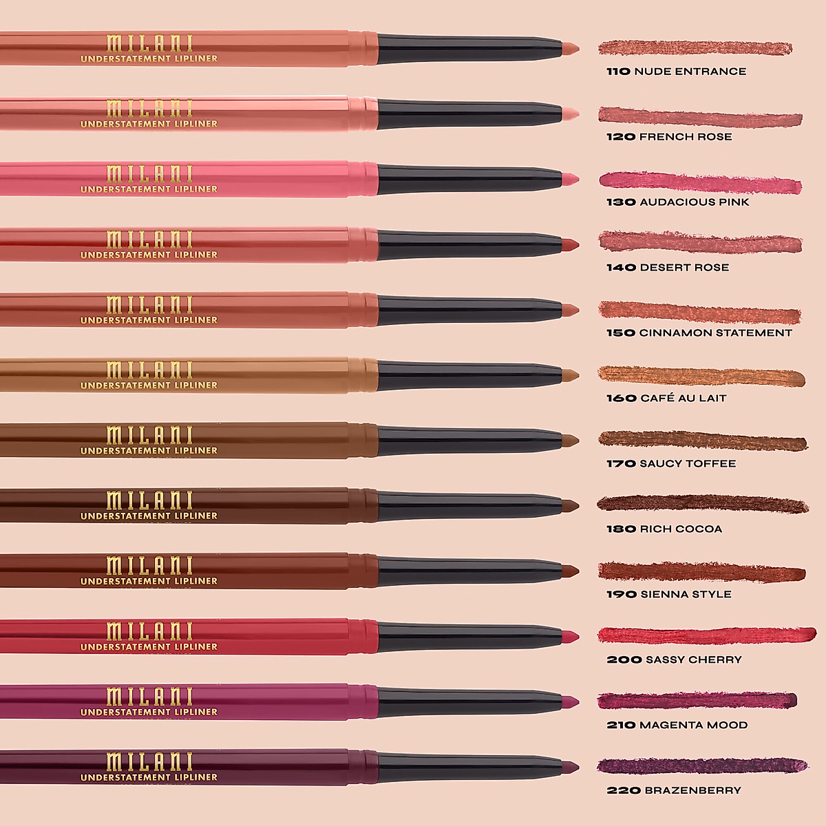 Milani Understatement Lipliner Pencil - Highly Pigmented Retractable Soft Lip Liner Pencil, Easy to Use Lip Makeup
