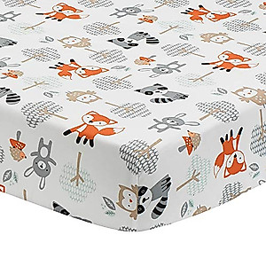 Bedtime Originals Woodland Friends Fitted Crib Sheet, Multicolor , 52x28x8 Inch (Pack of 1)
