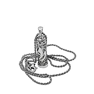 NanoStyle Mezuzah Necklace Bar Mitzvah Gifts 925 Sterling Silver Shin Shaddai Pendant Shema Israel Scroll Jewish Gifts from Israel for Men or Women, 20" Thick Silver Chain