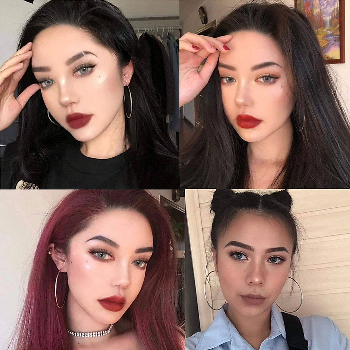 6Pcs Matte liquid lipstick Set,Dark Red Matte Lipstick Lip Stain Long Lasting 24 Waterproof Lip Gloss Gift Set ,Lipstick Sets for Women Lippies Lip Matte Makeup Lipgloss Beauty Cosmetics (Color-02)