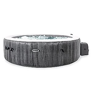 Intex 28441EP PureSpa Plus 85 Inch Diameter 6 Person Portable Inflatable Hot Tub Spa with 170 Bubble Jets and Built in Heater Pump, Greywood