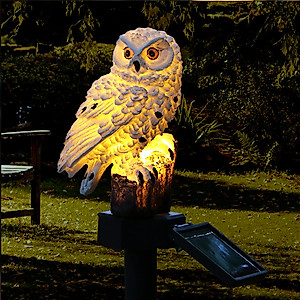 OriginalSourcing Solar Garden Lights Garden Statues LED Owl Solar Lights Waterproof Owl Lamp Outdoors for Garden Decor (White)