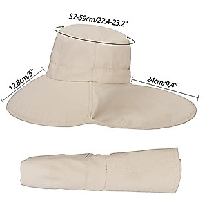Outdoor Fishing-Hat Summer Sun-Hats for Women - Wide Brim UPF 50+ Fishing Hat UV Protection Hiking Hat with Neck Flap Cap Beige