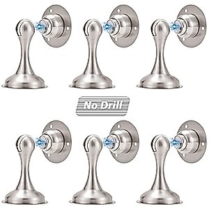 Magnetic Door Stop 6 Pack Magnetic Door Stopper Brushed Nickel No Need to Drill Magnetic Door Stops Stainless Steel Magnetic Door Holder Soft-Catch Magnet Door Stopper Hold Door Open