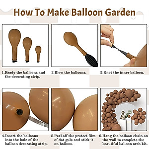 Black Balloons in Brown Balloons for Double-Stuffed Balloon Garland Kit, Coffee Brown Balloons Arch Different Sizes 18 Inch 12 Inch 5 Inch Balloon Arch for Baby Shower Anniversary Birthday Party Decor