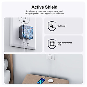 iPhone 14 13 Charger Fast Charging Apple MFi Certified Dual USB-C Port Power Adapter with 2Pack 6FT USB-C to Lightning Cable for IPhone14 Pro Max/13 Plus /12/11 Mini/iPad Pro Wall Block