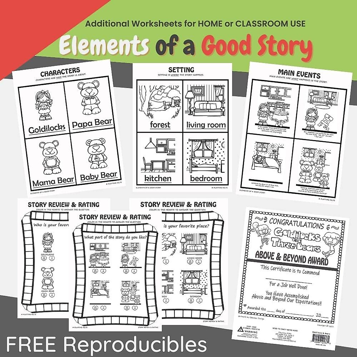 Goldilocks and Three Bears Felt Story Set | 19 PRECUT & Ready to Play Colorful & Durable Felt Pieces for Toddlers, Preschool & Kindergarten | Reusable Felt Board Stories