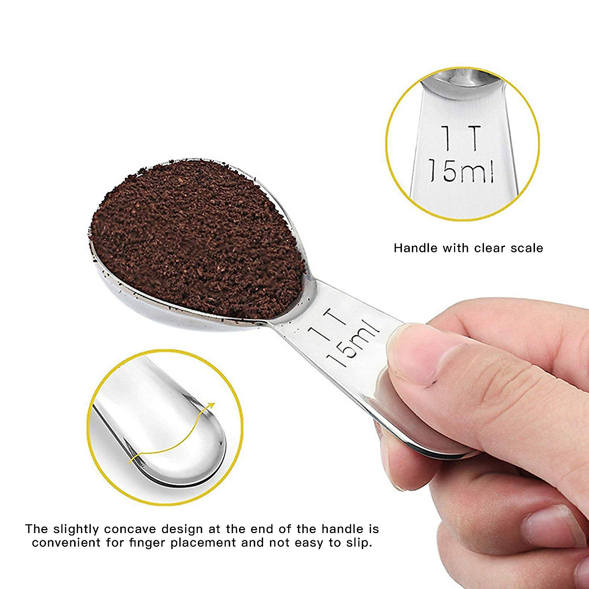 Coffee Scoop Set,Stainless Steel Coffee Spoons Short Handles,Tablespoon Measure Spoon Set Fit Coffee, Loose Tea, Sugar Or Flour(3 pieces,15ml)