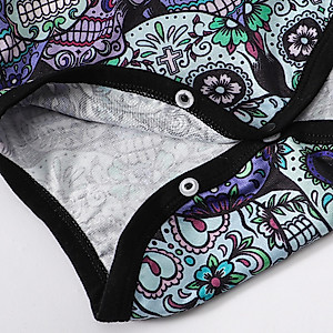 LYSMuch Newborn Baby Girl Outfits Skull Print Baby Jumpsuit Halloween Long Sleeve (3-6 Months, Purple)