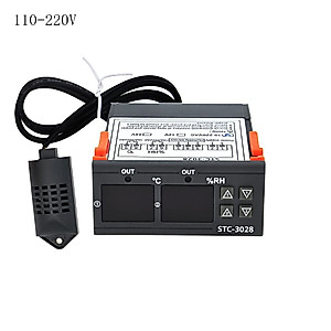 STC-3028 AC 220V DC 12V 24V Dual Digital Thermostat Temperature Humidity Controller Thermometer Hygrometer Incubator Controller (110-220V)