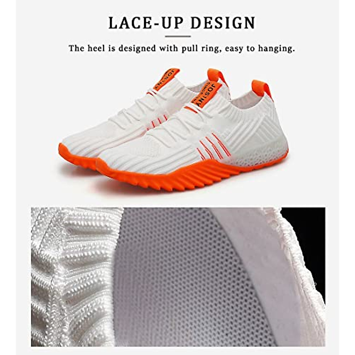 mitvr Womens Colorful Sneakers Fashion Sports Shoes Breathable Casual Walking Shoes,White Orange,41EU=9.5 M US Women