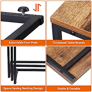 SUPER DEAL Nesting Side Tables Set of 3 Industrial C Shaped End Table Set Stackable Coffee Table Heavy Duty Metal Frame for Small Space, Living Room, Bedroom, Tray for Laptop Coffee Snack