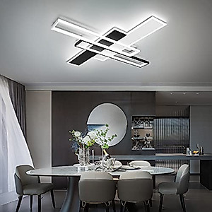 OKES LED Ceiling Light Fixture,85W Flush Mount Ceiling Lights with Remote,Black Square Acrylic Modern Ceiling Lamp for Bedroom,Kitchen,Living Room,Study Dimmable/3000-6000K
