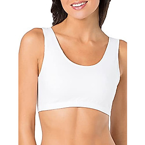 Fruit of the Loom Women's Built Up Tank Style Sports Bra Fashion Colors, Heather Blue/White/Heather Grey, 34