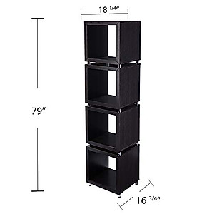 SEI Furniture Portgren 4-Tier Bookshelf, Dark Espresso/Chrome