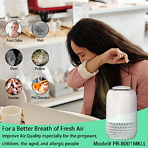 Oppetec Air Purifier for Home, H13 HEPA Air Cleaner with Sleep Mode Night Light Speed Control for Bedroom Office Living Room Kitchen-White Color