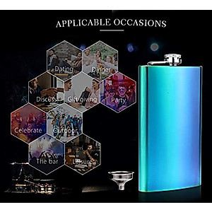 GENNISSY Silver 18/8 Stainless Steel 12OZ Hip Flask - Flasks for Liquor with Funnel(Multicolor)