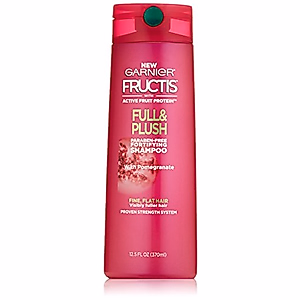 Garnier Fructis Full and Plush Volumizing Shampoo For Oily, Flat, Fine Hair, Made with Active Fruit Protein for Fuller and Healthy Hair, Vegan and Cruelty Free, 12.5 Fl Oz (370 ml)