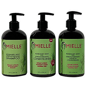 New Mielle - Rosemary Mint - Biotin Infused - Encourages Growth Hair Products for Stronger and Healthier Hair and Styling Bundle - Shampoo, Conditioner, Leave-in Conditioner Set 3 PCS