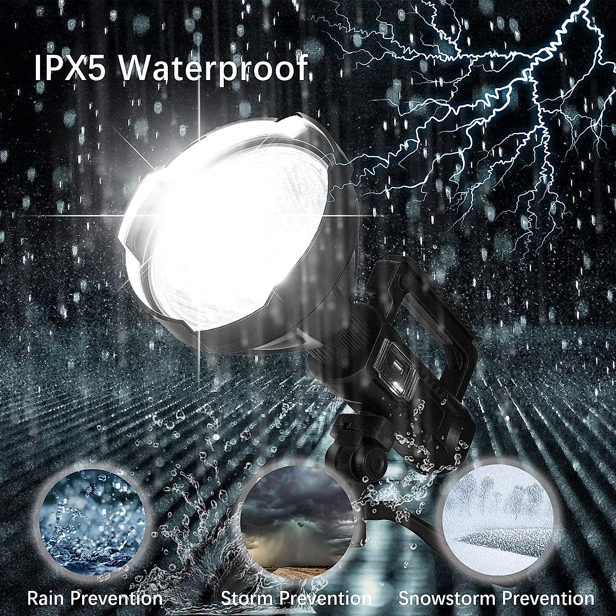 Rechargeable Spotlight, Super Bright 200000 Lumens Led Spot Lights Flashlight 8000 mAh Large Handheld Searchlight Long Lasting for Outdoor Hunting Boating Camping