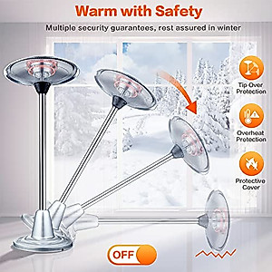 Electric patio Heater, Outdoor Patio Heater, Free-standing Heater with 2 Heating Modes, 750W/1500W, Dust &Waterproof IP65 Heater for Outdoor/Indoor, 30% Energy Saving,Tip-Over Protection,Silver