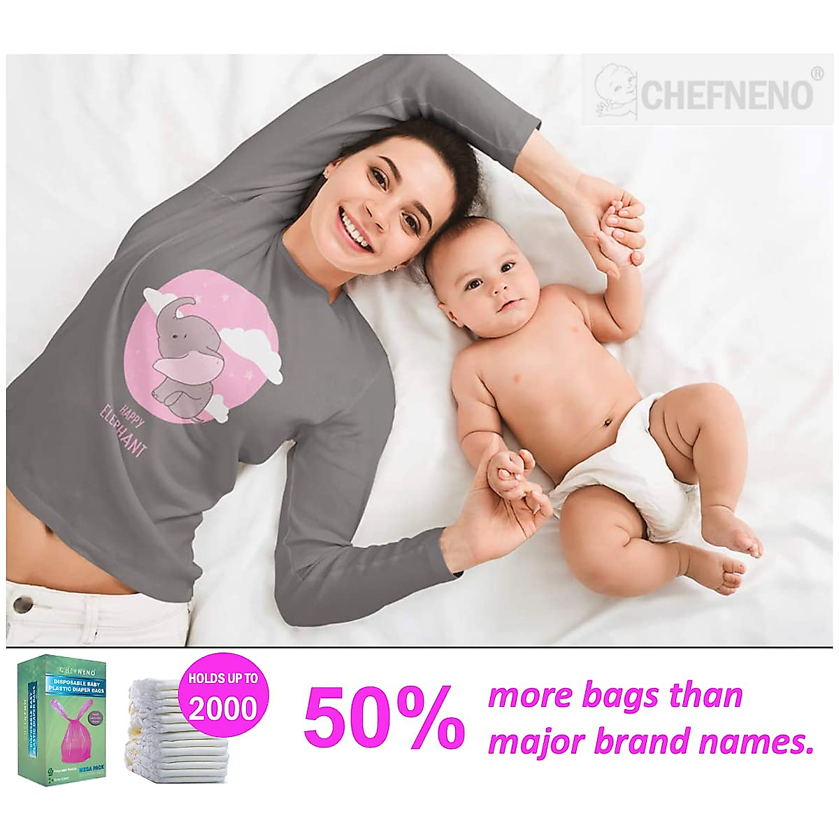 Baby Disposable Plastic Diaper Bags 1000 Count (500 Lavender Scent, 500 Fresh Baby Powder Scent) Easy Tie Handles Diaper Sacks or Pet Waste Bags (1000 Bags)