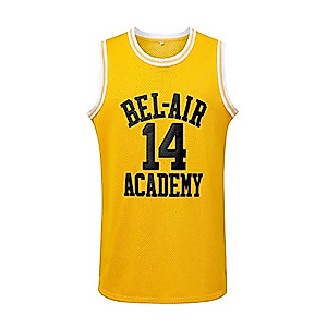 Generies #14 The Fresh Prince of Bel Air Academy Men Basketball Jersey, Yellow S