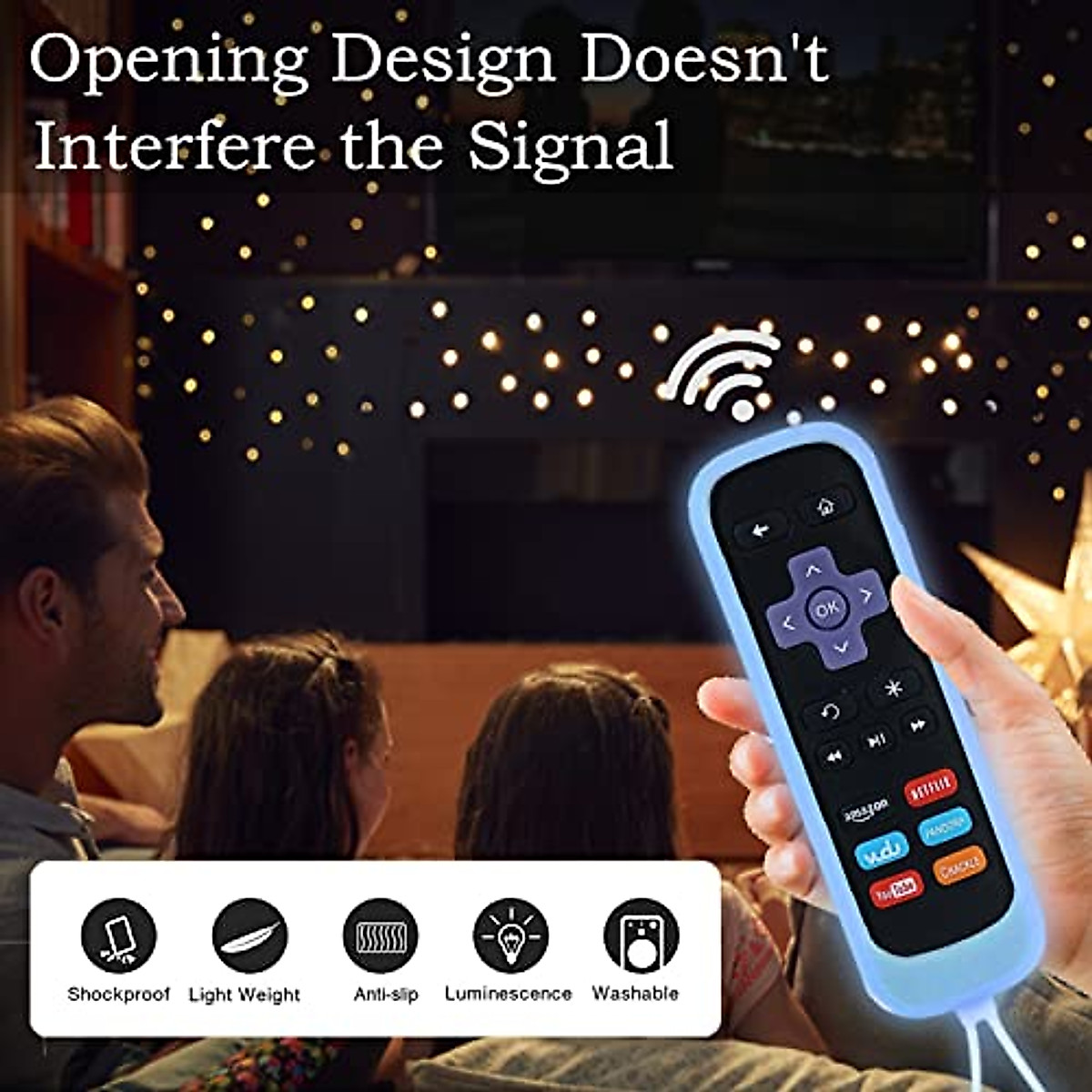 Onn Roku TV 2Pack Silicone Universal Protective Controller Sleeve for Hisense Roku TV Remote | Roku Streaming Stick | Roku Ultra Remote Voice Control (Glow Yellow & Glow Blue)