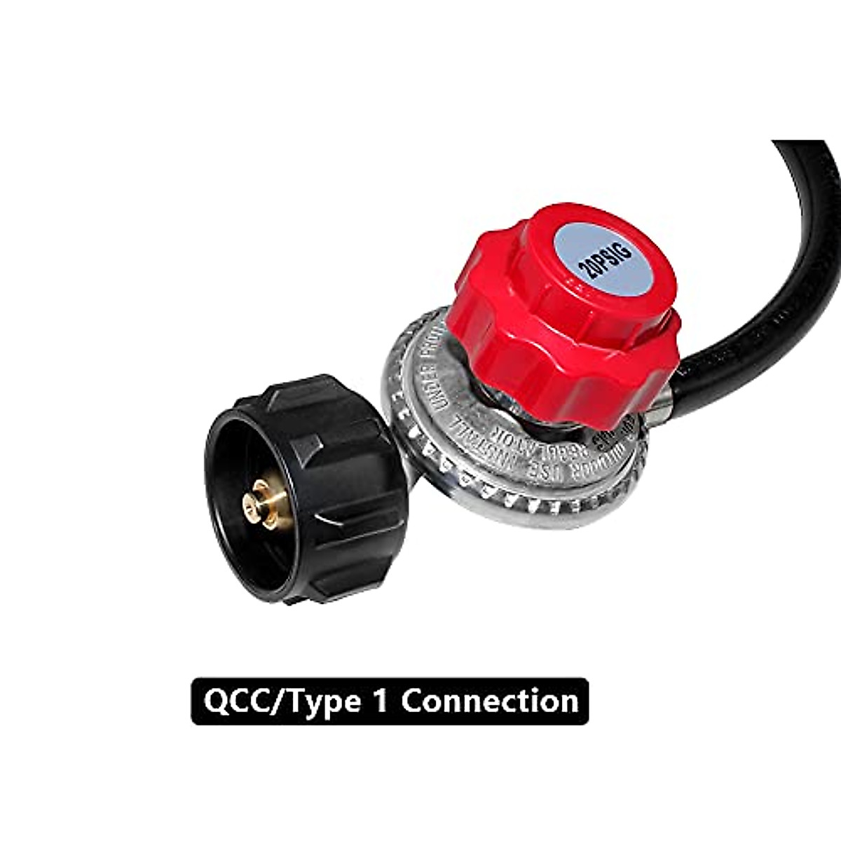Hooshing 5FT High Pressure Propane 0-20PSI Adjustable Regulator with QCC1 Type Hose Fits for Newer Propane Tanks BBQ Grill Burner Turkey Fryer Fire Pit