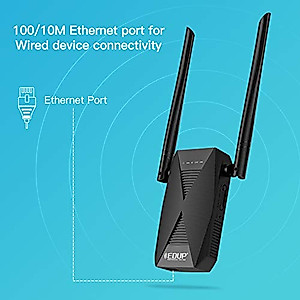 1200Mbps WiFi Range Extender Dual Band AC Wireless Repeater Booster and Signal Amplifier With Ethernet Port for Home, 2 x 6 dBi Antennas, Access Point, WPS