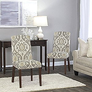 Homepop Home Decor | Upholstered Patterned Parsons Dining Chairs Set of 2 | Accent Chairs Set of 2 with Curved Back, Suri Brown