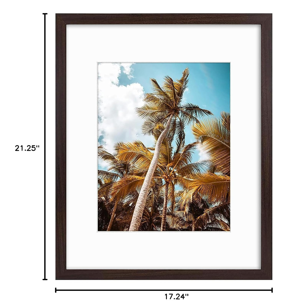 Frametory, 16x20 Picture Frame with Mat for 11x14 Picture- - High Definition Glass Wide Molding - Preinstalled Wall Mounting Hardware (Brown, 2 Pack)