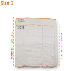 KANGA CARE Prefold Size 2 Cloth Diaper Set Reusable Unbleached Viscose of Rayon from Bamboo 6 Pack + 2 Waterproof Rumparooz One Size Diaper Cover Baby Girl